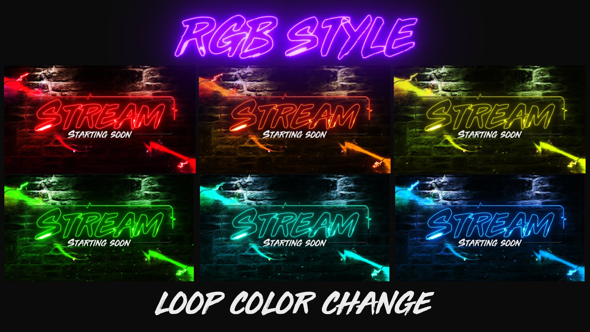 RGB Style Stream Overlays Pack - RGB Animation - Etsy