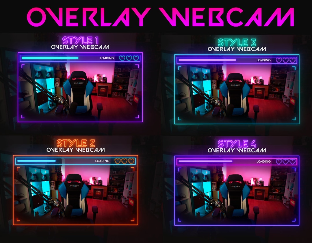 Overlays Pack for Stream - Webcams Overlays Stream Neon - 4 Different Styles - Etsy