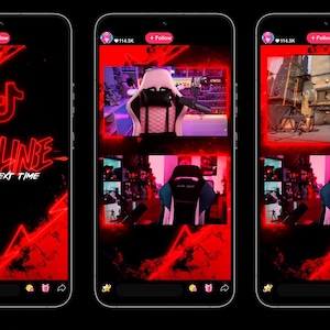 Neon Dark Red TIKTOK Streaming Overlay Pack - TIKTOK Live Studio - Animated Design - Etsy