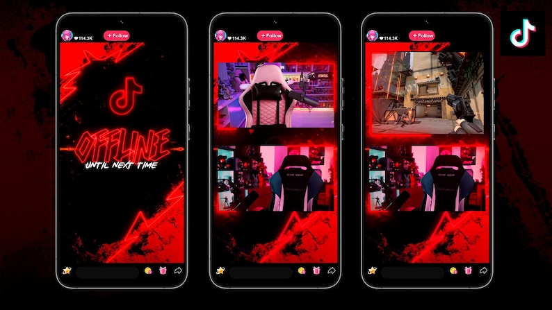 Neon Dark Red TIKTOK Streaming Overlay Pack - TIKTOK Live Studio ...