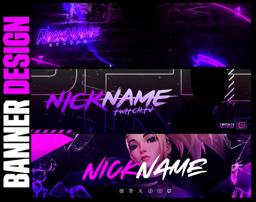 Custom Banner Design - Twitch, Youtube, Kick Profile Banner - Etsy