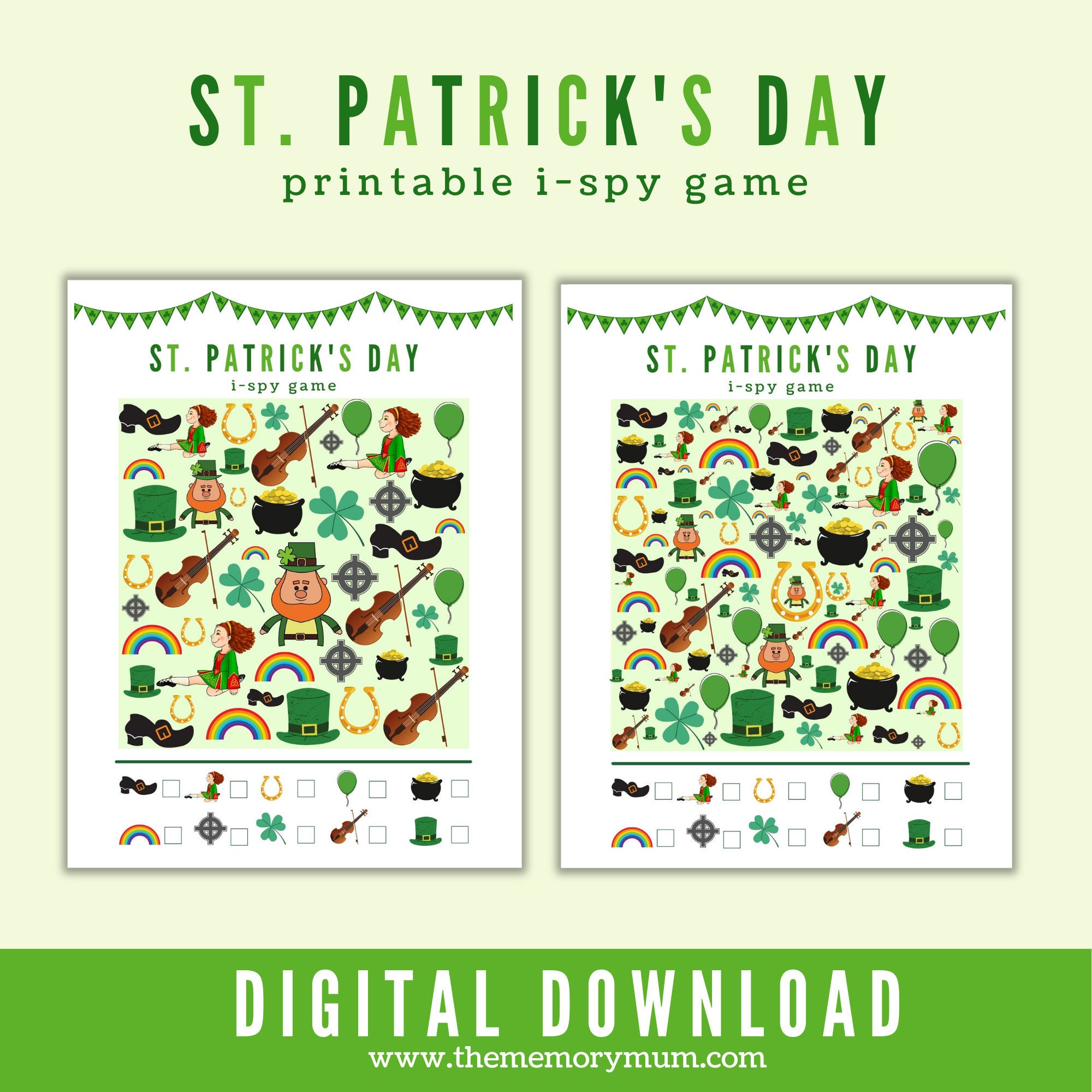 St. Patrick's Day I-spy Printable Game, Printable Family Game, St ...