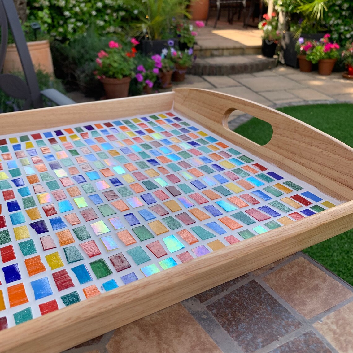 Mosaic Tray, Drinks Tray, 58 Cm X 37 Cm, Handmade Mosaic Tray - Etsy