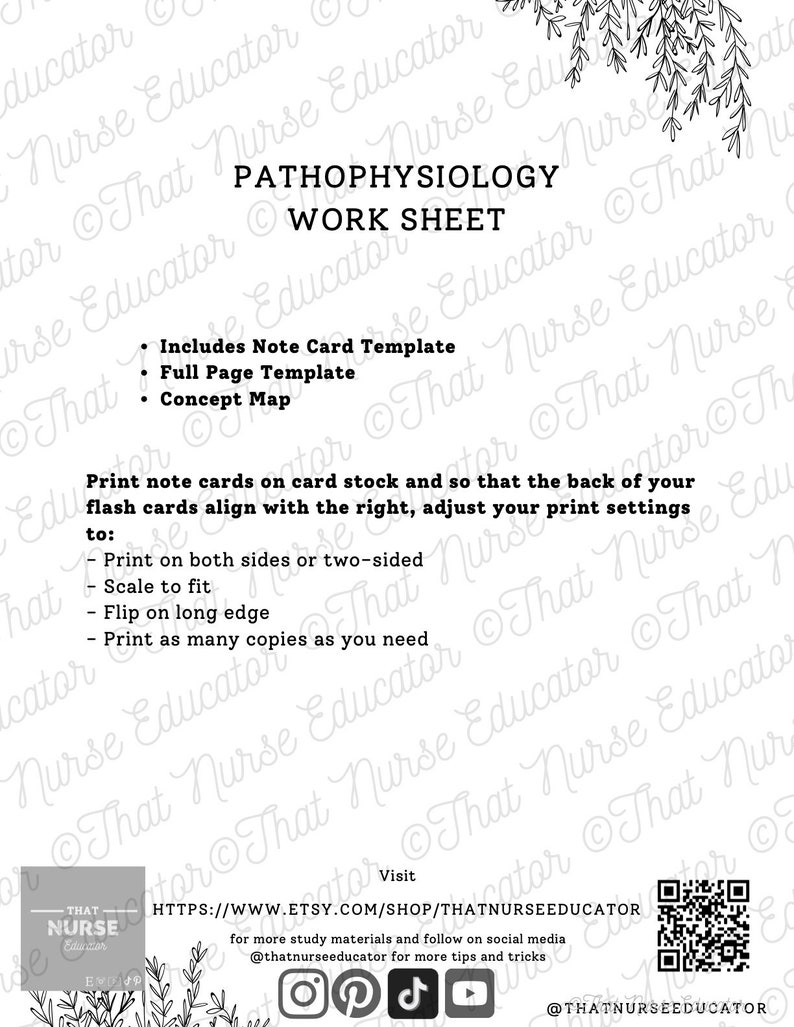 Pathophysiology Edition of That Nursing Worksheet for Nursing Students ...