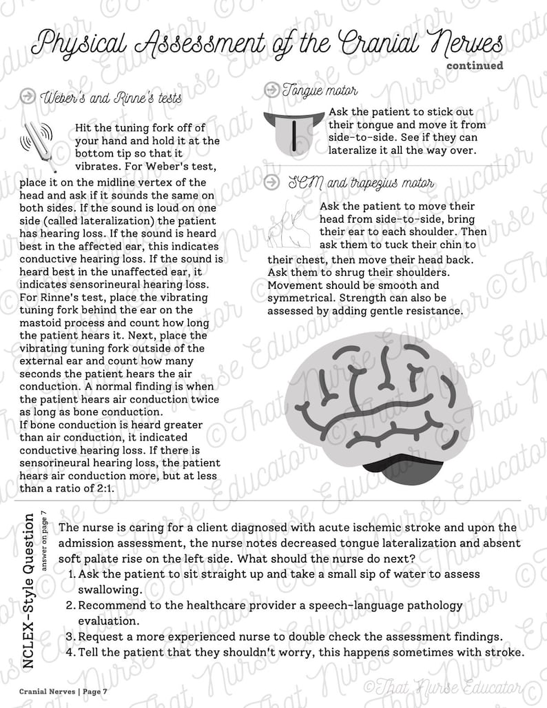Cranial Nerve Edition of That Nursing Study Guide: Printable Cheat ...