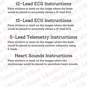 ECG Lead Placement Activity for 12-lead 15-lead and 5-lead Plus Bonus ...