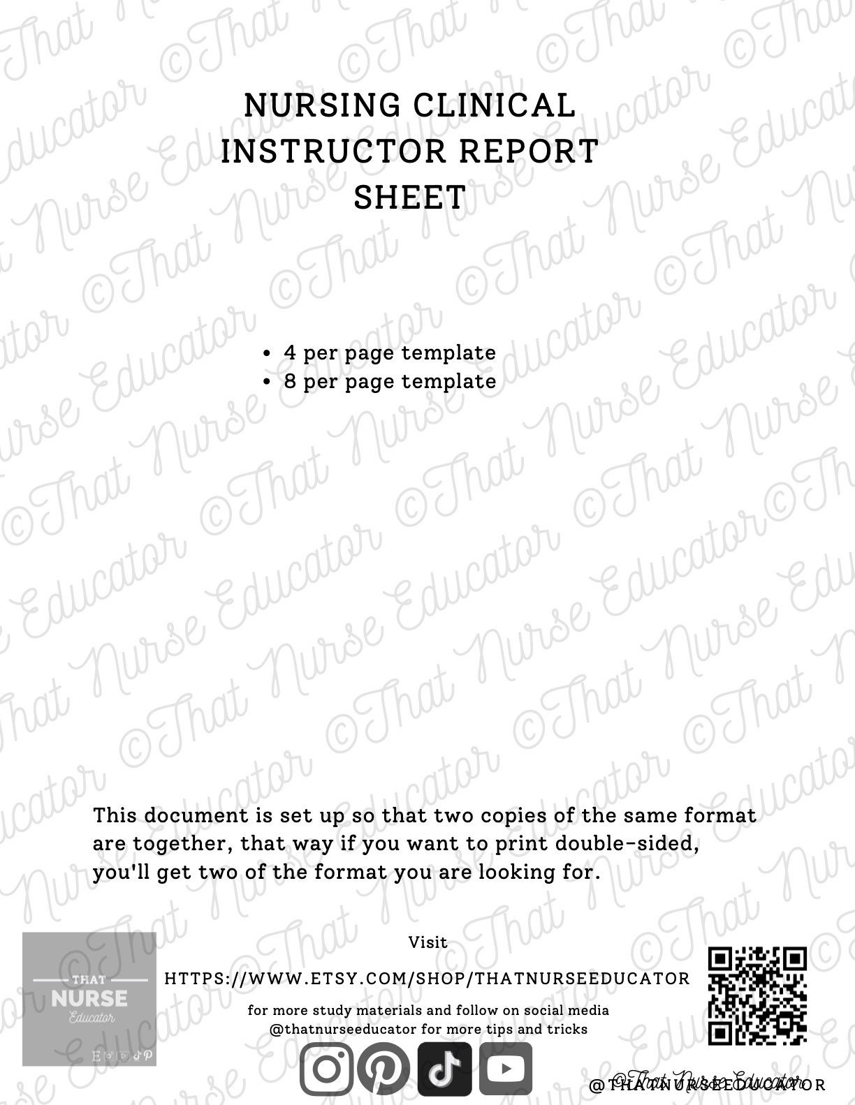 Nursing Clinical Instructor Report Sheet Edition of That Nursing Worksheet Nurse Educator Bundle ...