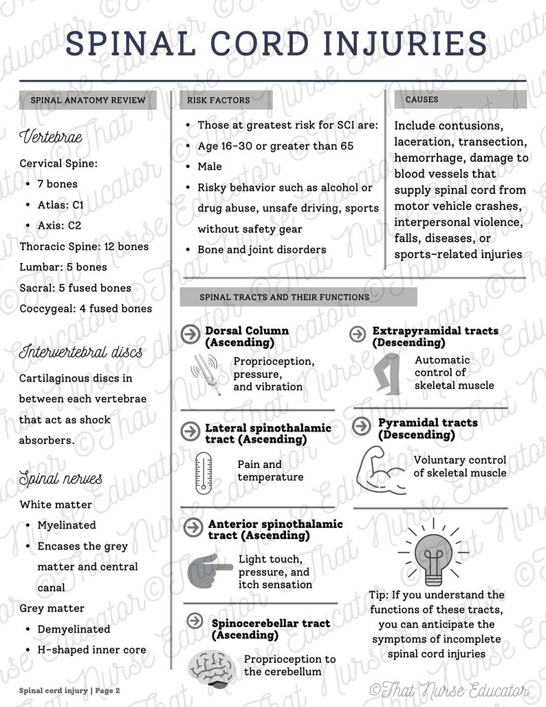 Spinal Cord Injury Edition of That Nursing Study Guide Nursing School Med Surg Cheat Sheet ...