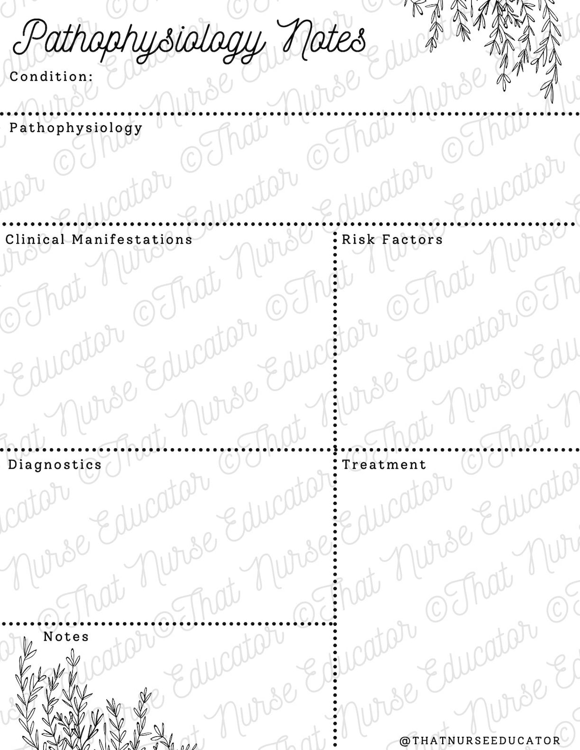 Pathophysiology Edition of That Nursing Worksheet for Nursing Students ...