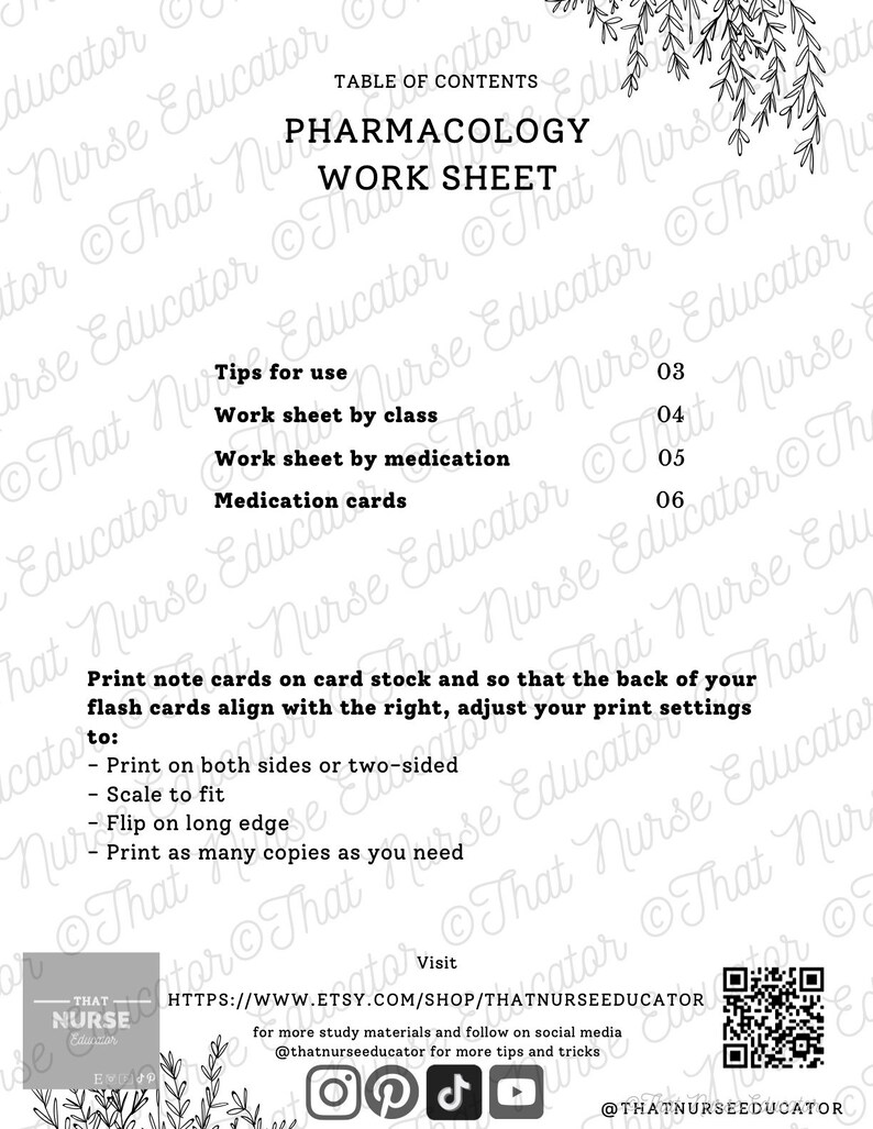 Pharmacology Edition of That Nursing Worksheet Template to Help Nursing ...