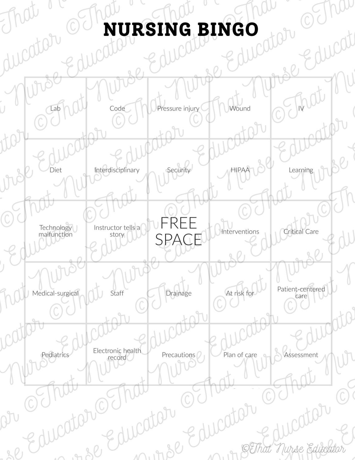 BINGO Nursing Orientation That Nurse Educator's Activities Gamification ...