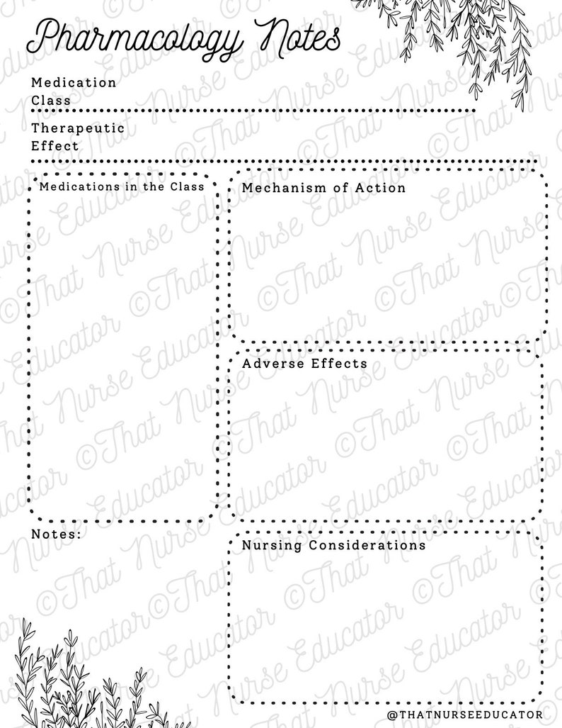 Pharmacology Edition of That Nursing Worksheet Template to Help Nursing ...