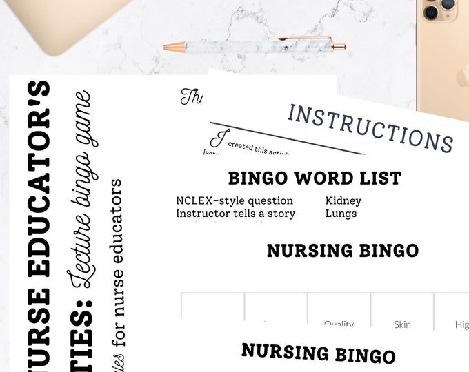 BINGO Nursing Course That Nurse Educator's Activities - Etsy