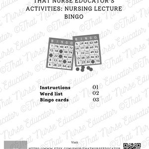BINGO Nursing Course That Nurse Educator's Activities Gamification Game ...