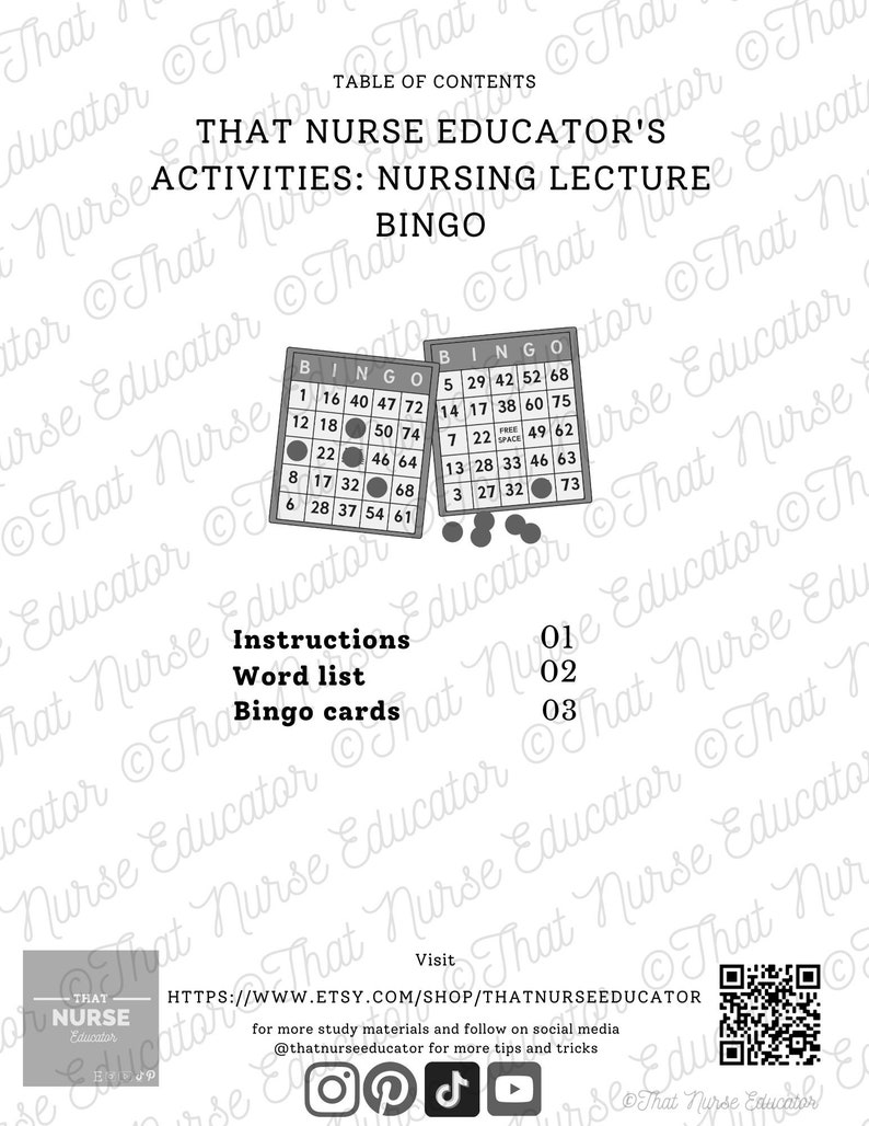 BINGO Nursing Course That Nurse Educator's Activities Gamification Game ...
