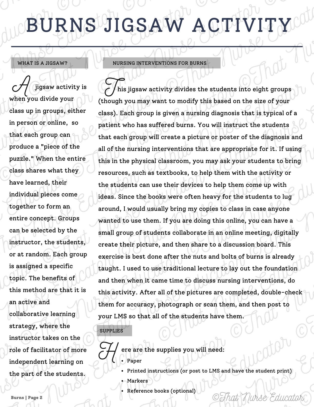 Nursing Care of Patient With Burns Activities Case Study and Jigsaw for ...