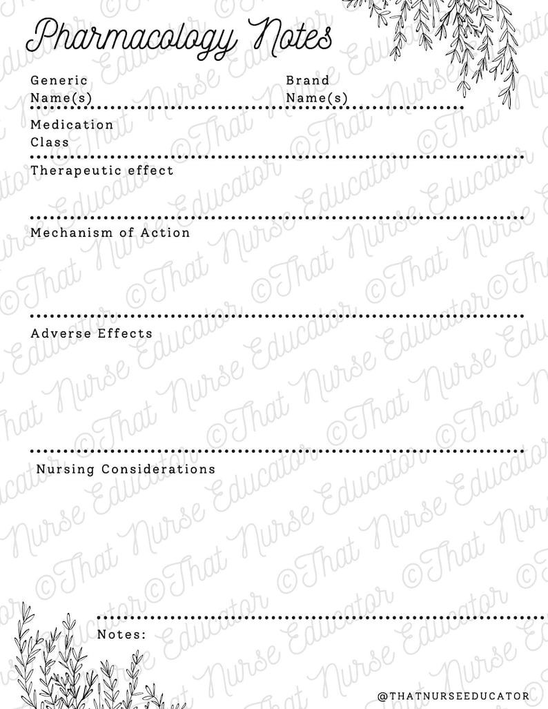 Pharmacology Edition of That Nursing Worksheet Template to Help Nursing ...