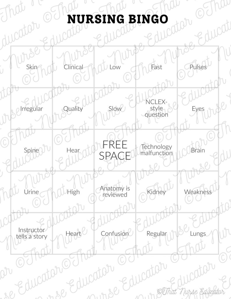 BINGO Nursing Course That Nurse Educator's Activities Gamification Game ...