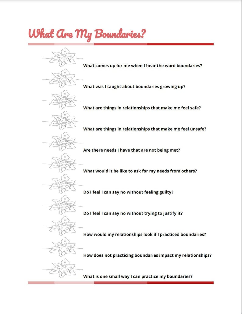Printable Boundary Exploration, Therapist Boundaries, Client Boundaries ...