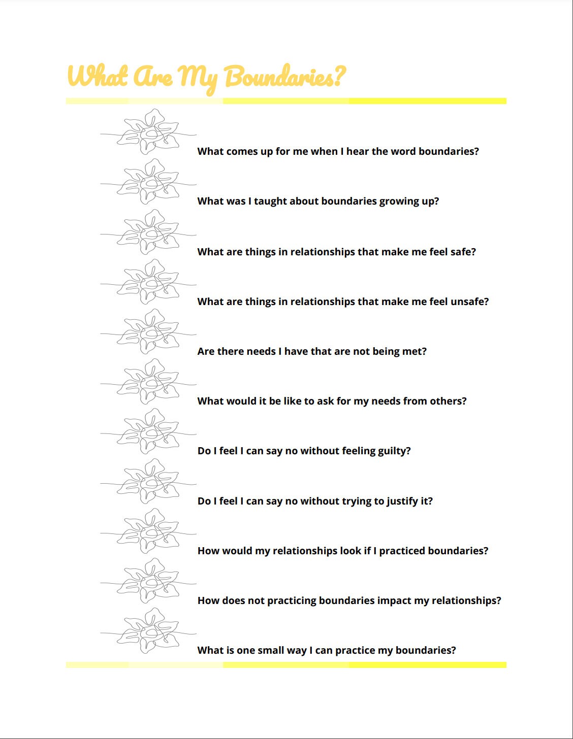 Printable Boundary Exploration, Therapist Boundaries, Client Boundaries ...
