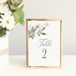 Eucalyptus Table Number Template, Editable Table Number, Wedding Table ...