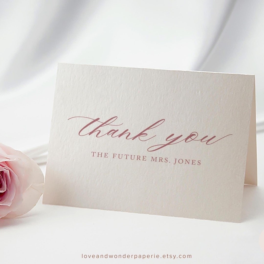 Bridal Shower Thank You Note, Wedding Thank You Cards, Personalized Thank You Card, Custom ...