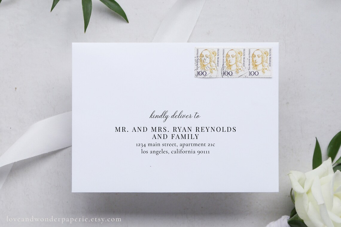 Wedding Envelope Addressing Template, Printable Address Template, Guest ...