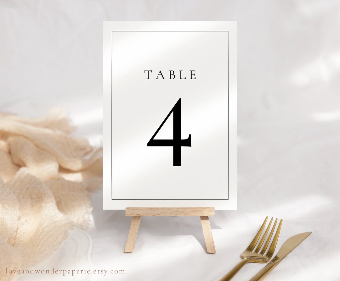 Minimalist Wedding Table Number Template, Editable Table Number Card ...