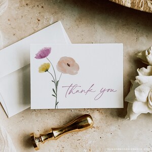 Wildflower Thank You Note Set, Floral Thank You Card, Thank You ...