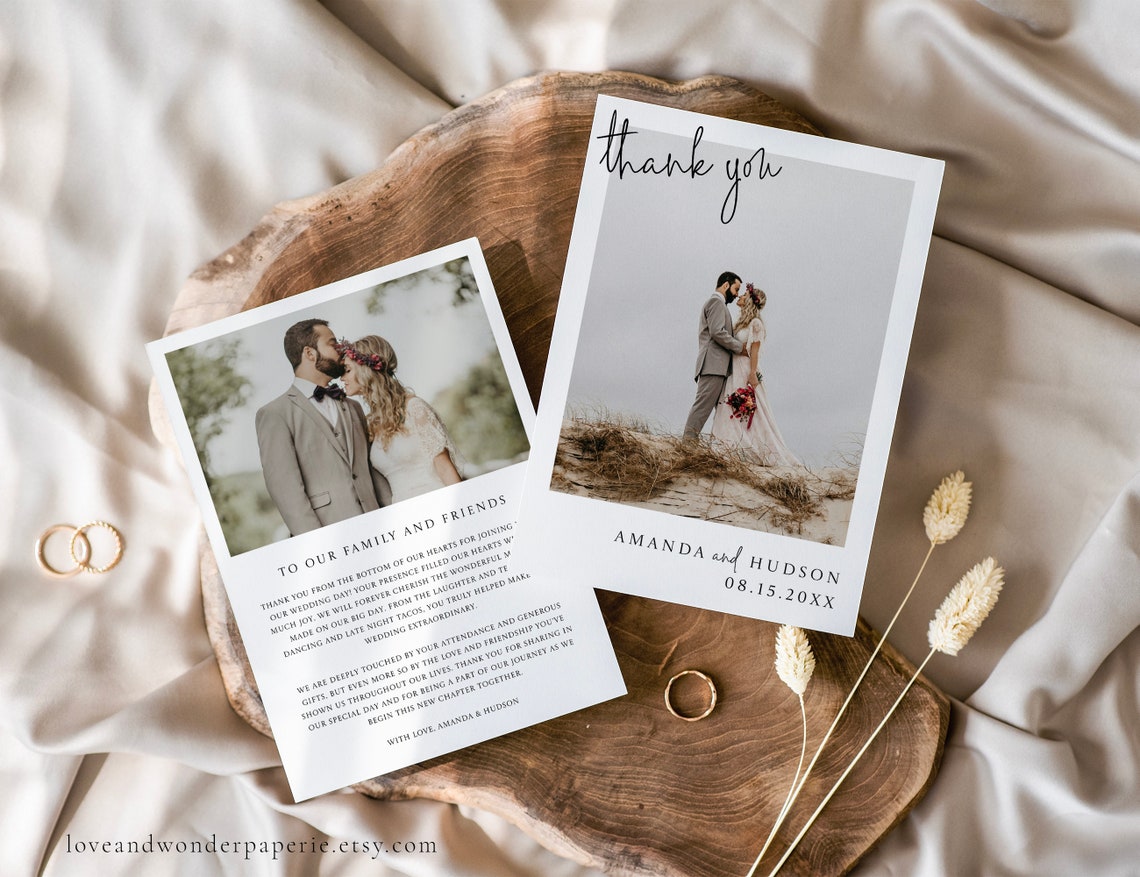 Modern Wedding Thank You Template With Photo, Minimalist Wedding Thank ...