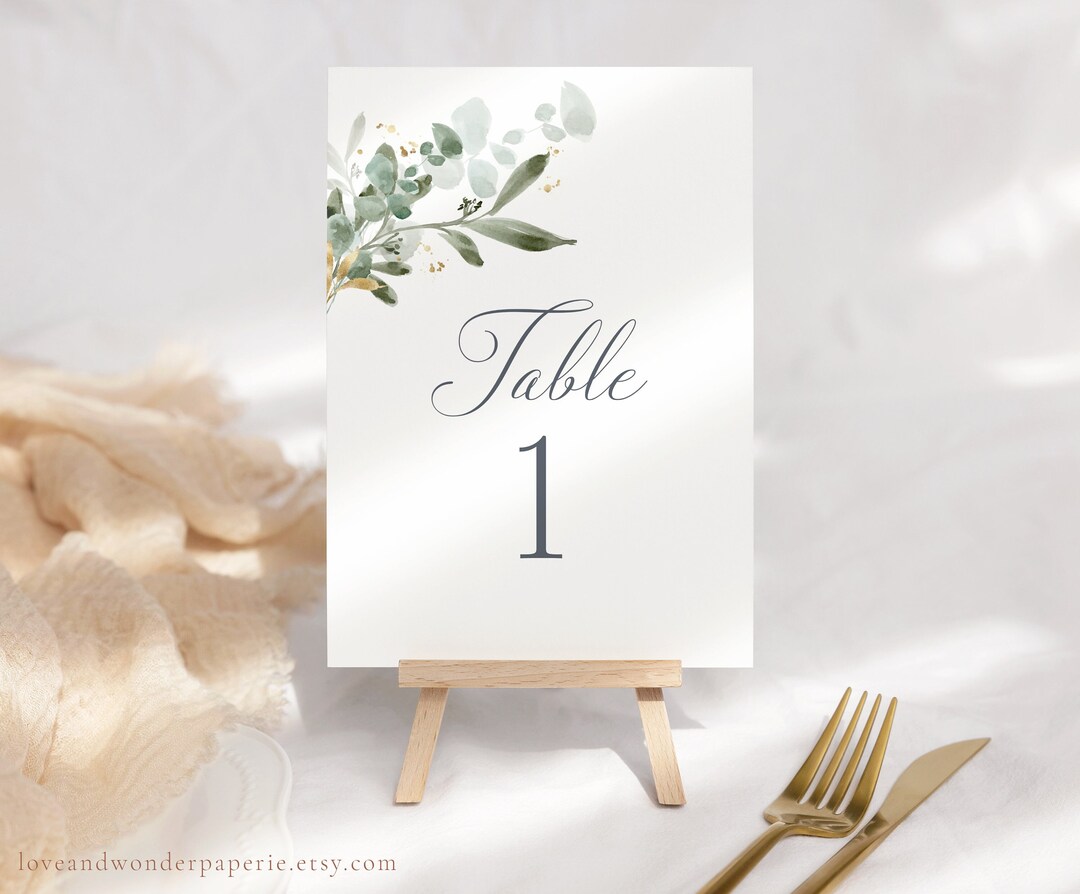 Eucalyptus Table Number Template Editable Table Number - Etsy