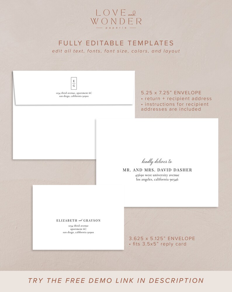 Wedding Envelope Addressing Template, Printable Address Template, Guest ...