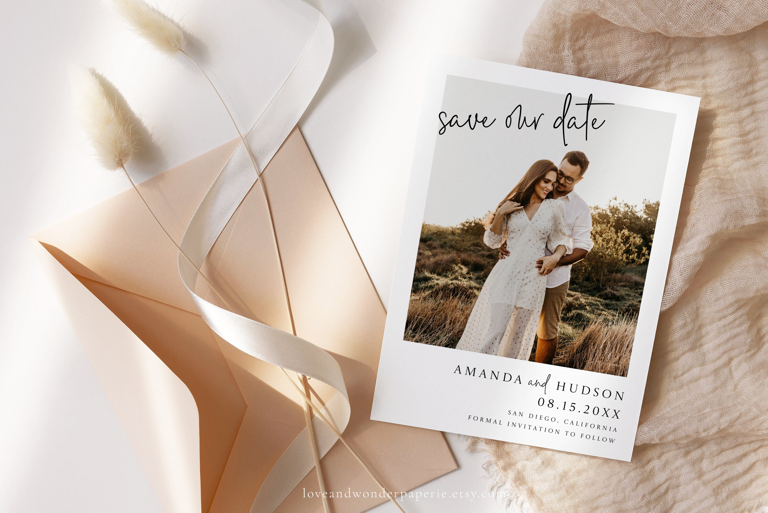 Save the Date Template, Modern Wedding Save the Date, Photo Save Our ...