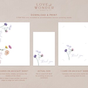 Wildflower Thank You Card Set, Watercolor Flower Thank You Notecard ...