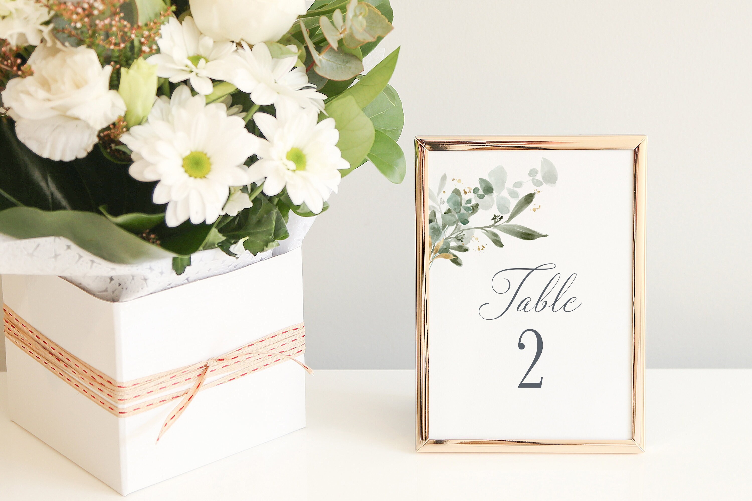 Eucalyptus Table Number Template, Editable Table Number, Wedding Table ...