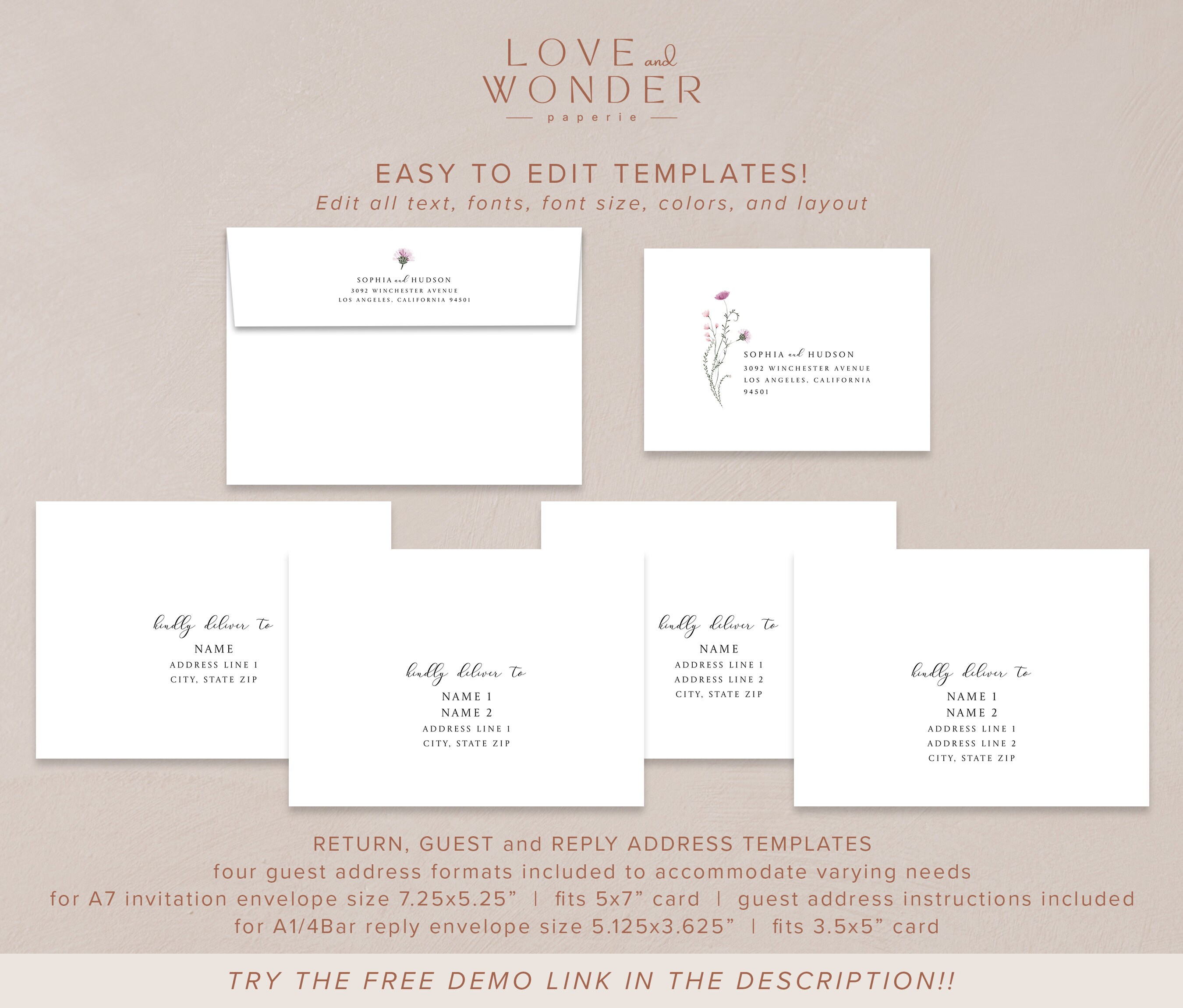 Wedding Envelope Address Template, Printable Envelope Template, Guest ...