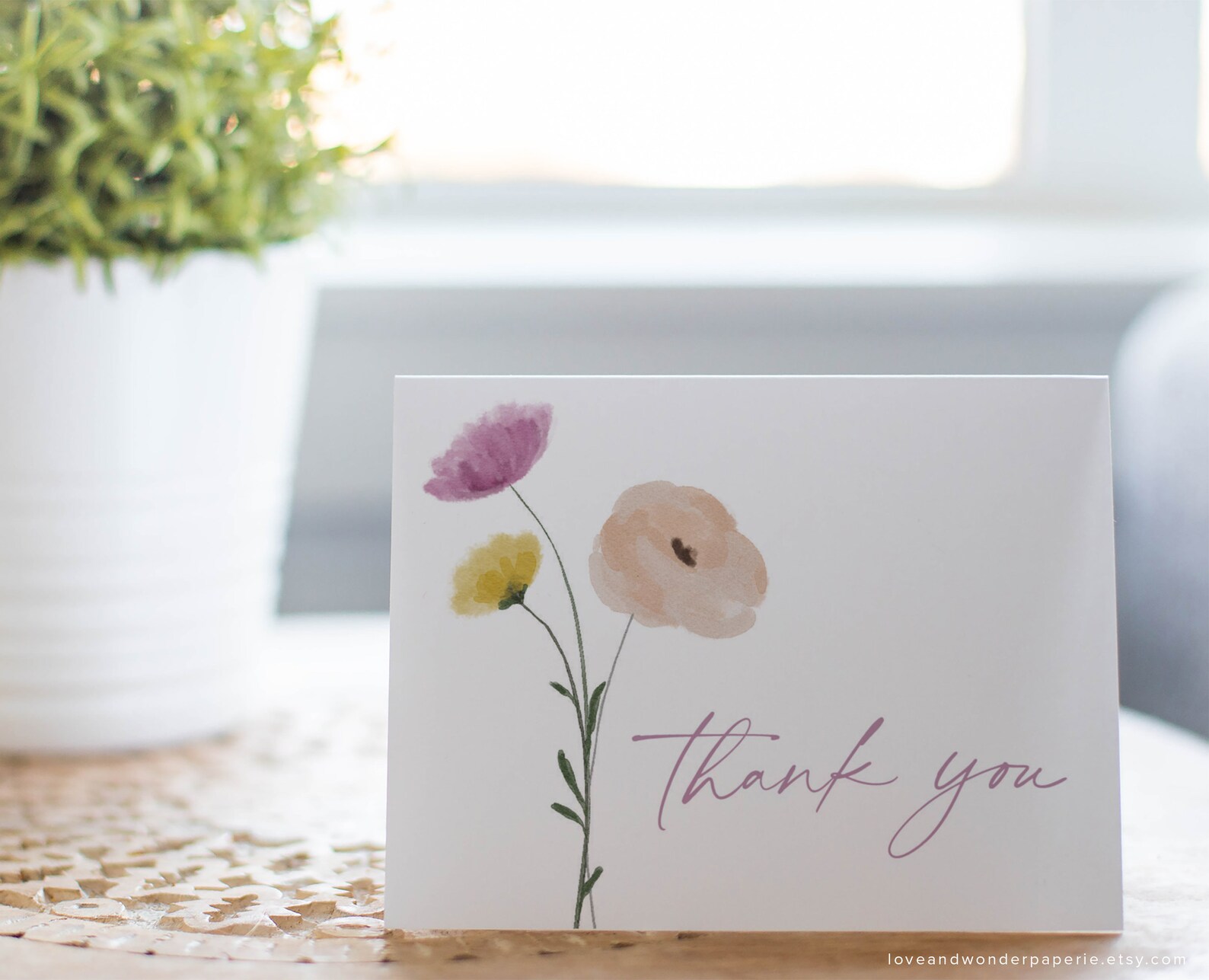Wildflower Thank You Note Set, Floral Thank You Card, Thank You ...