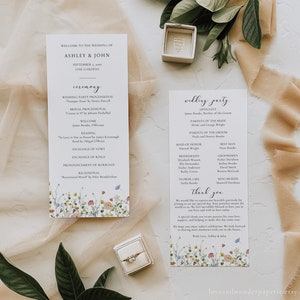 Wildflower Wedding Program Template, Boho Wedding Program, Wedding ...