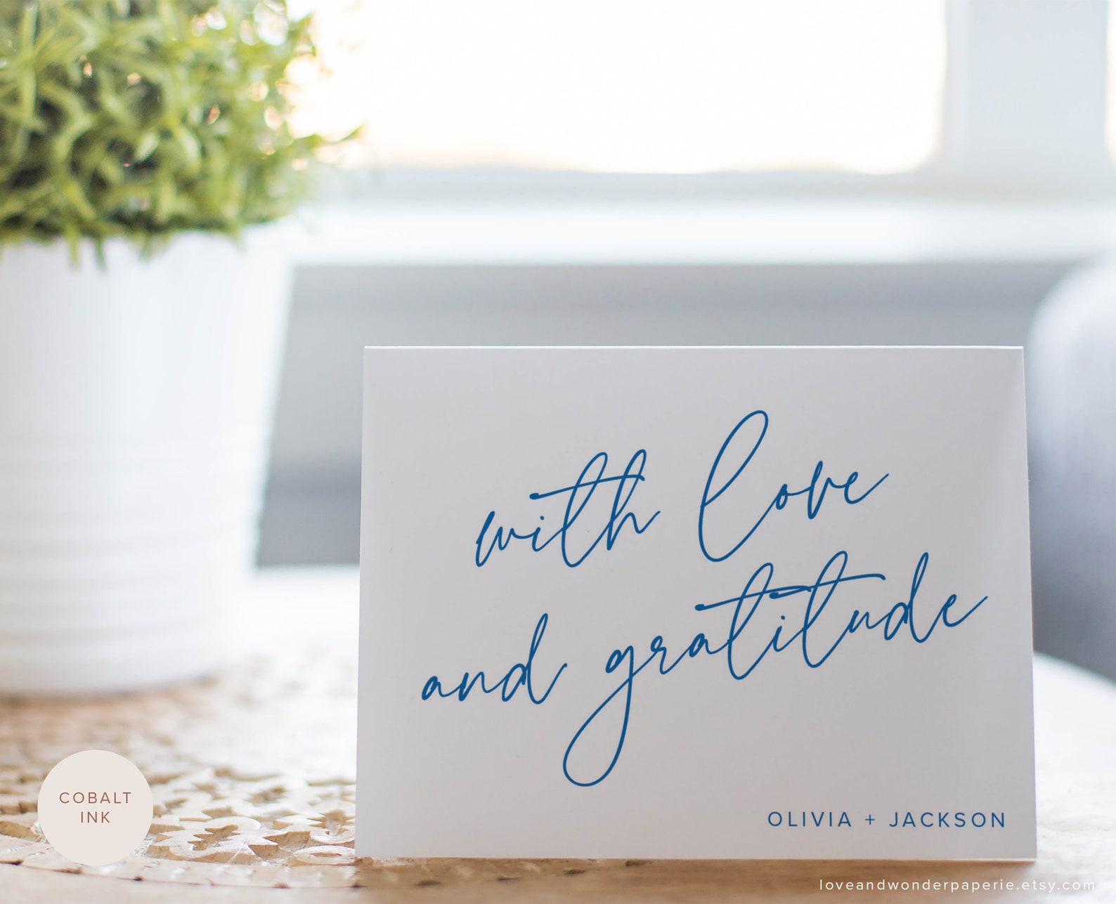 Personalized Thank You Card, With Love and Gratitude Notecard Set ...