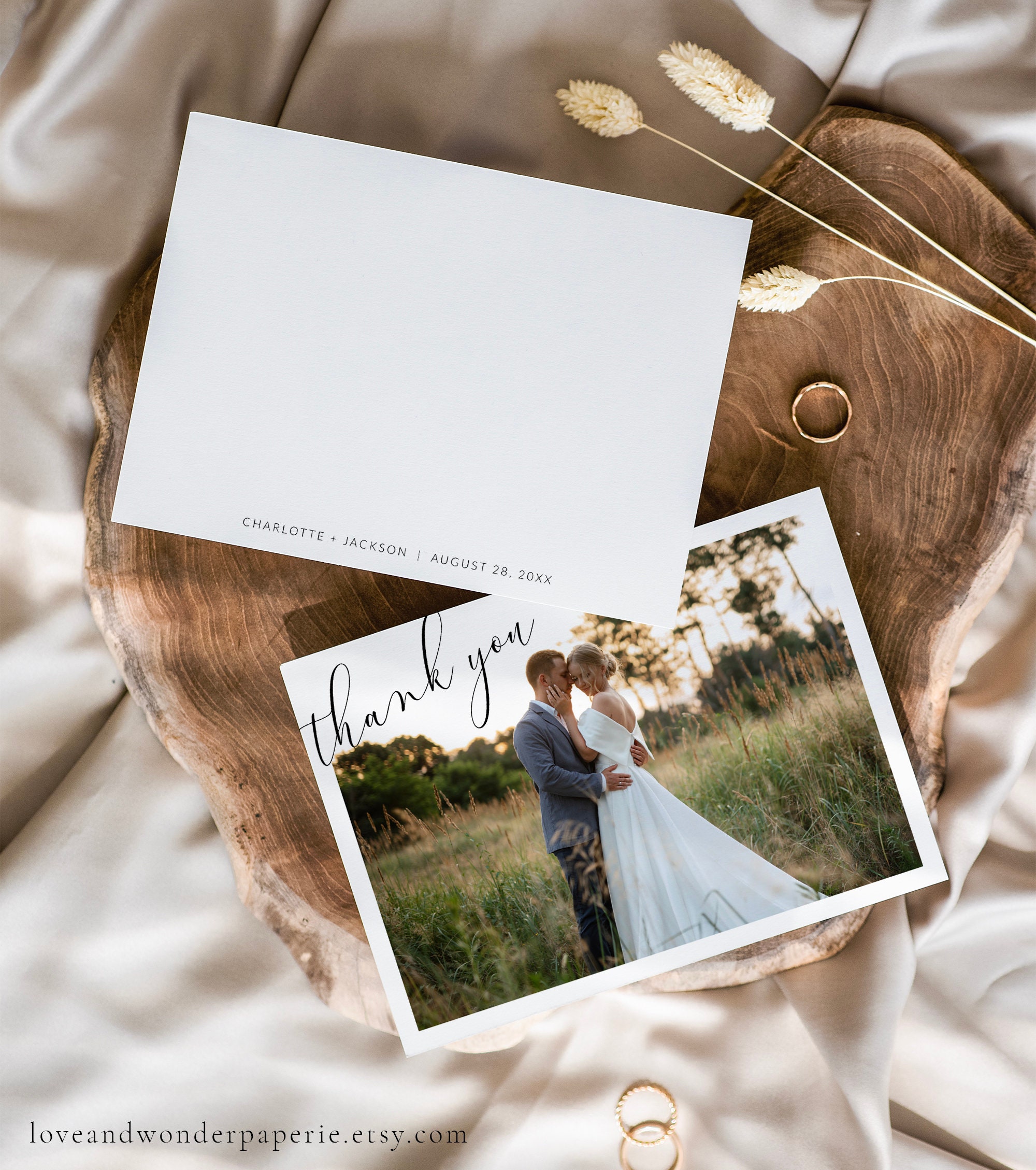 Wedding Thank You Card Template, Wedding Thank You Note With Photo ...