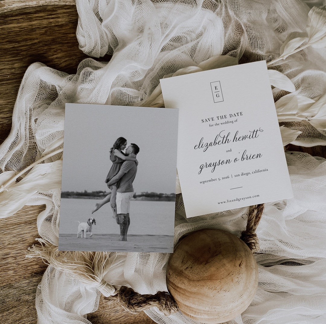 Save the Date Template, Couple's Monogram Save the Date, Photo Save the ...