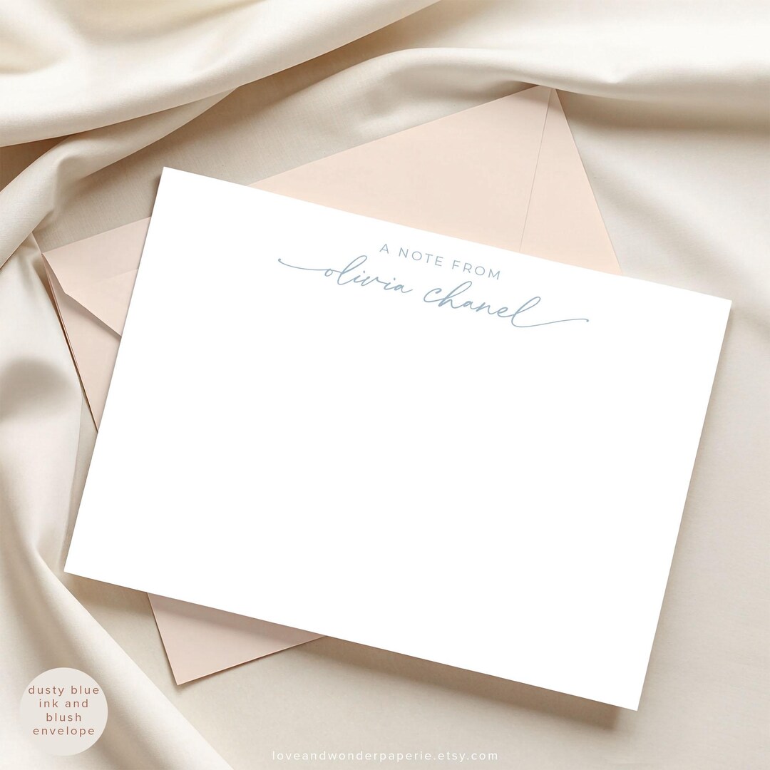 Personalized Notecard & Envelope Set, Modern Calligraphy Custom ...