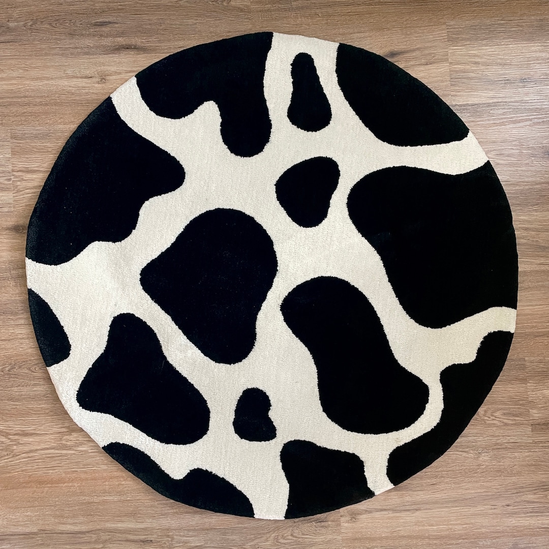 Handmade Cow Print Accent Rug, Acrylic, Tufted Rug, Custom Rugs - Etsy