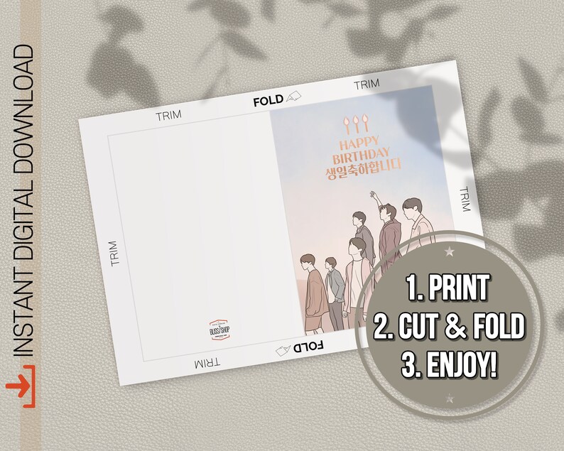 Bts Birthday Card BTS Card Bts Gift Bts Printable Card Bts | Etsy