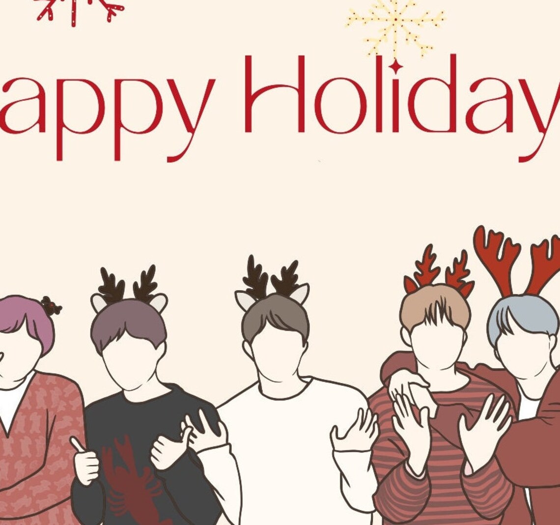 BTS Happy Holidays Card Bts Holidays Bts Printable Card Bts - Etsy