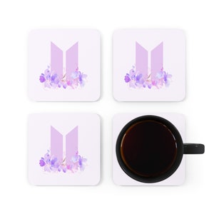 BTS Logo Purple Ver. Bts Coaster Set BTS Gifts BTS Merch - Etsy