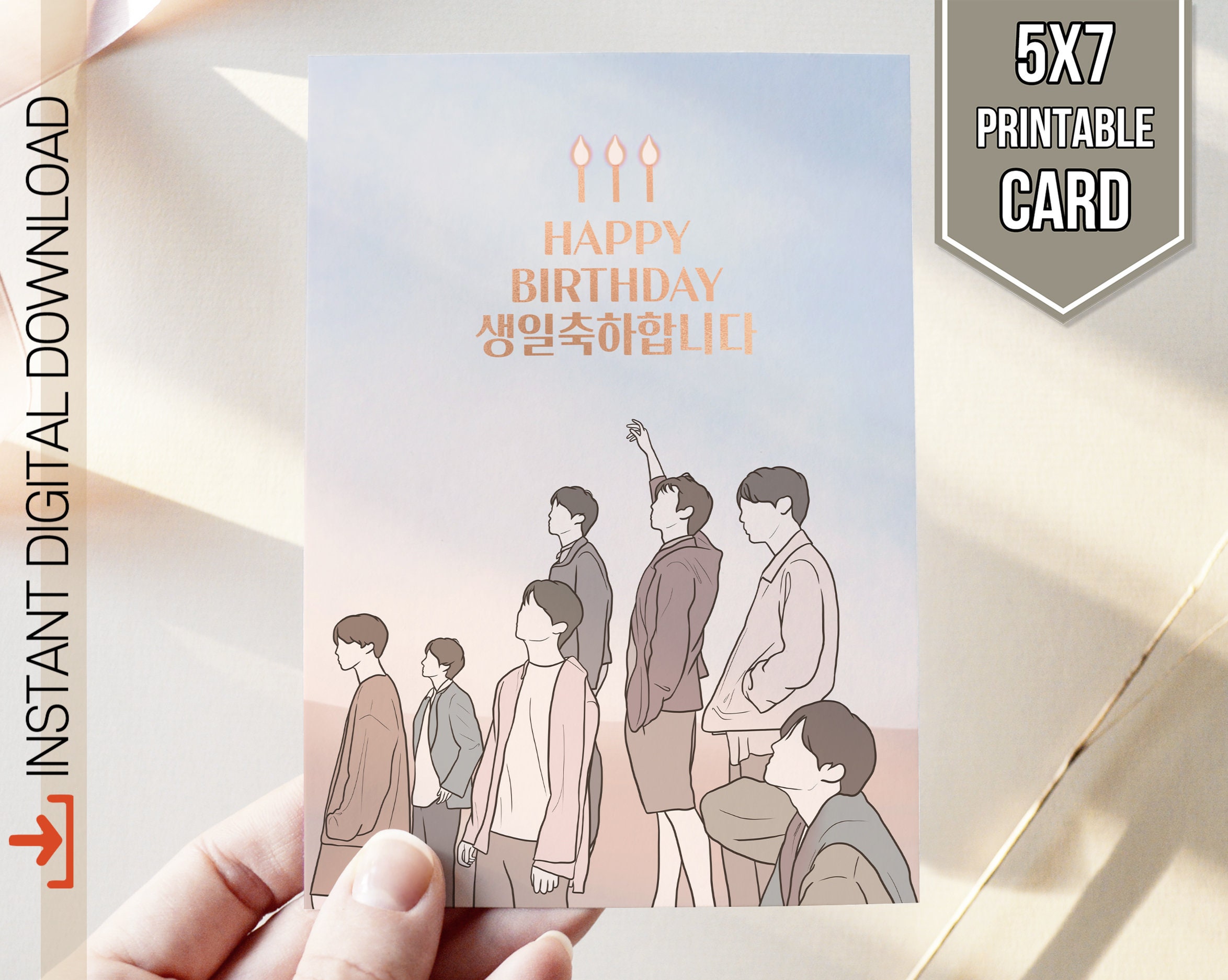 Bts Birthday Card BTS Card Bts Gift Bts Printable Card Bts | Etsy