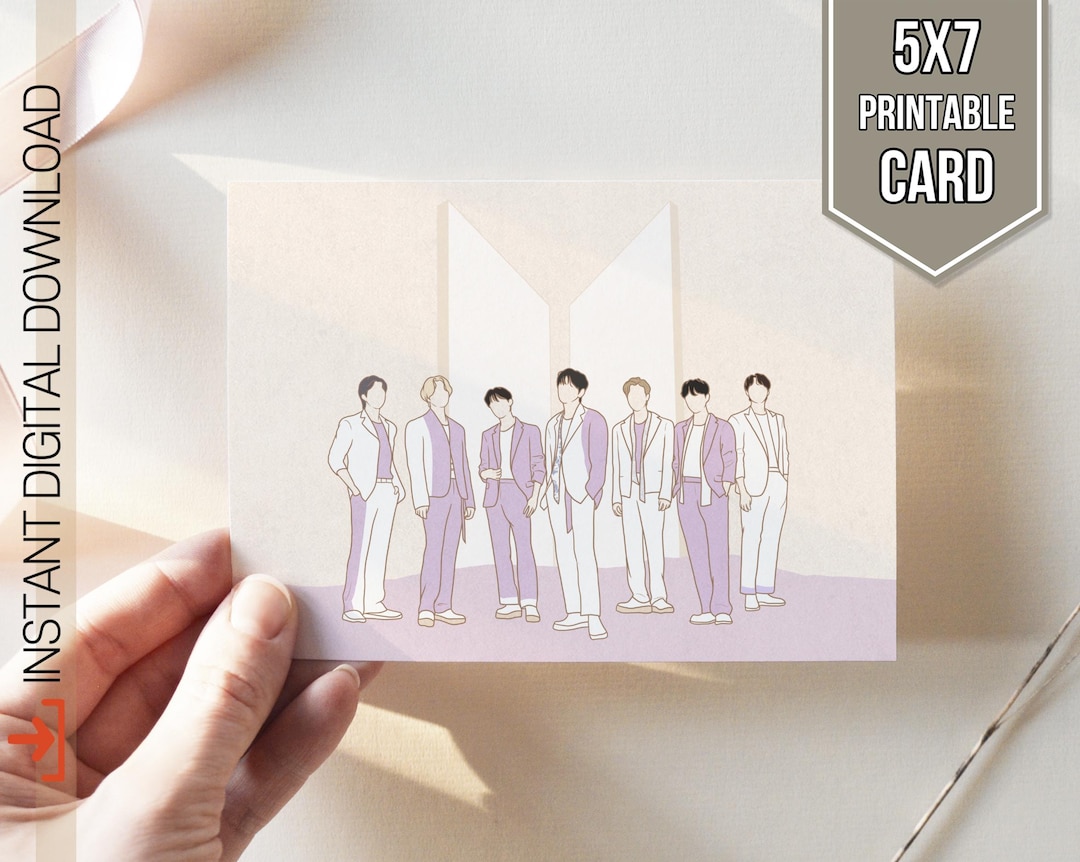 Kpop Greeting Card, B-T-S Fan Card, Printable Kpop Holiday Card, Kpop ...