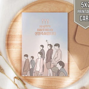 Bts Birthday Card BTS Card Bts Gift Bts Printable Card Bts - Etsy
