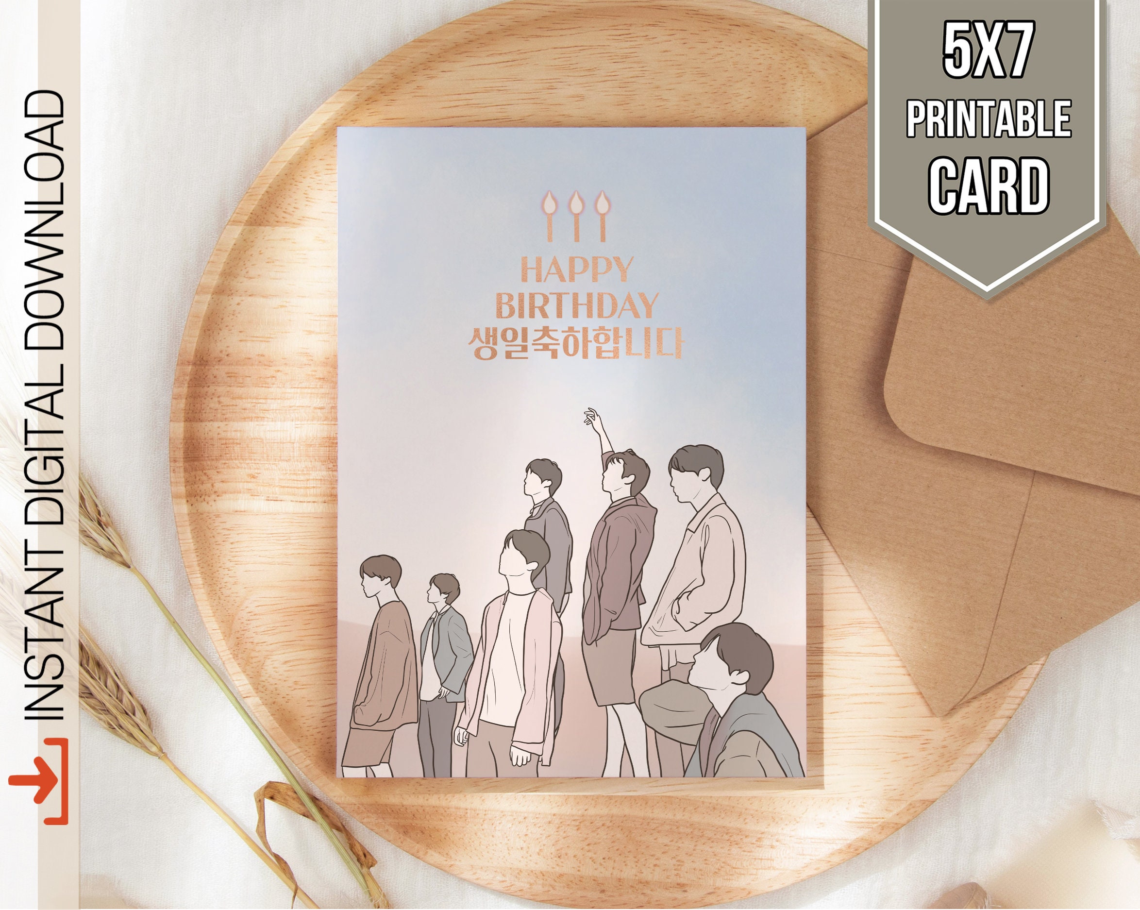 Bts Birthday Card BTS Card Bts Gift Bts Printable Card Bts | Etsy